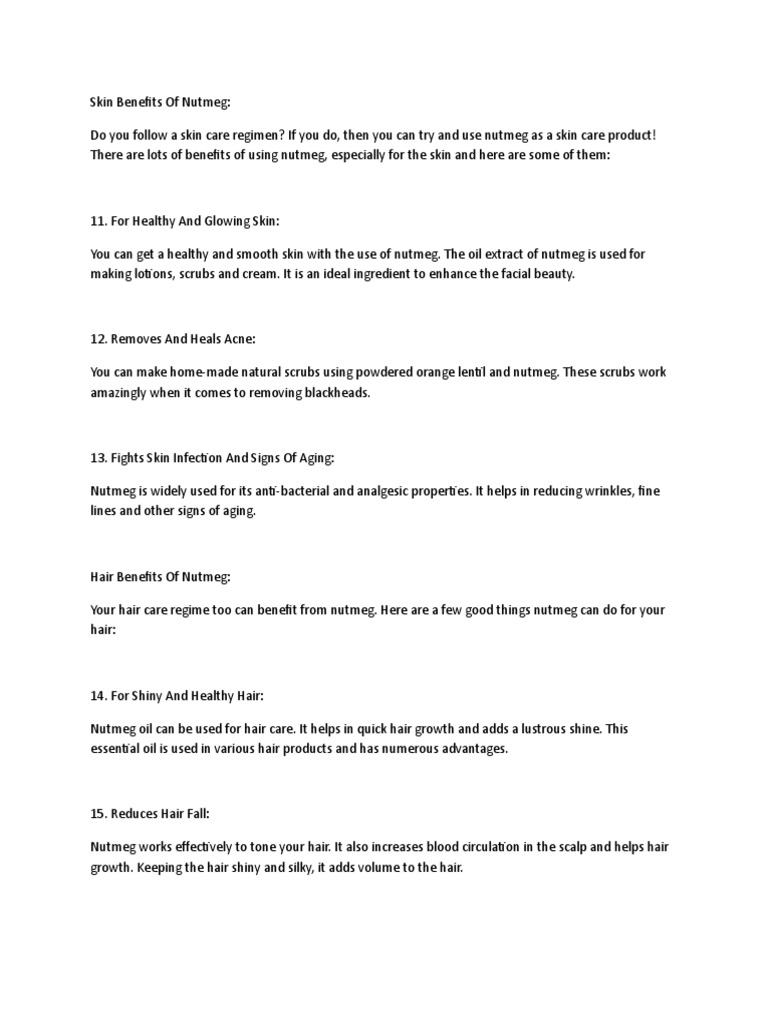 Skin Benefits of Nutmeg | PDF | Nutmeg | Cosmetics