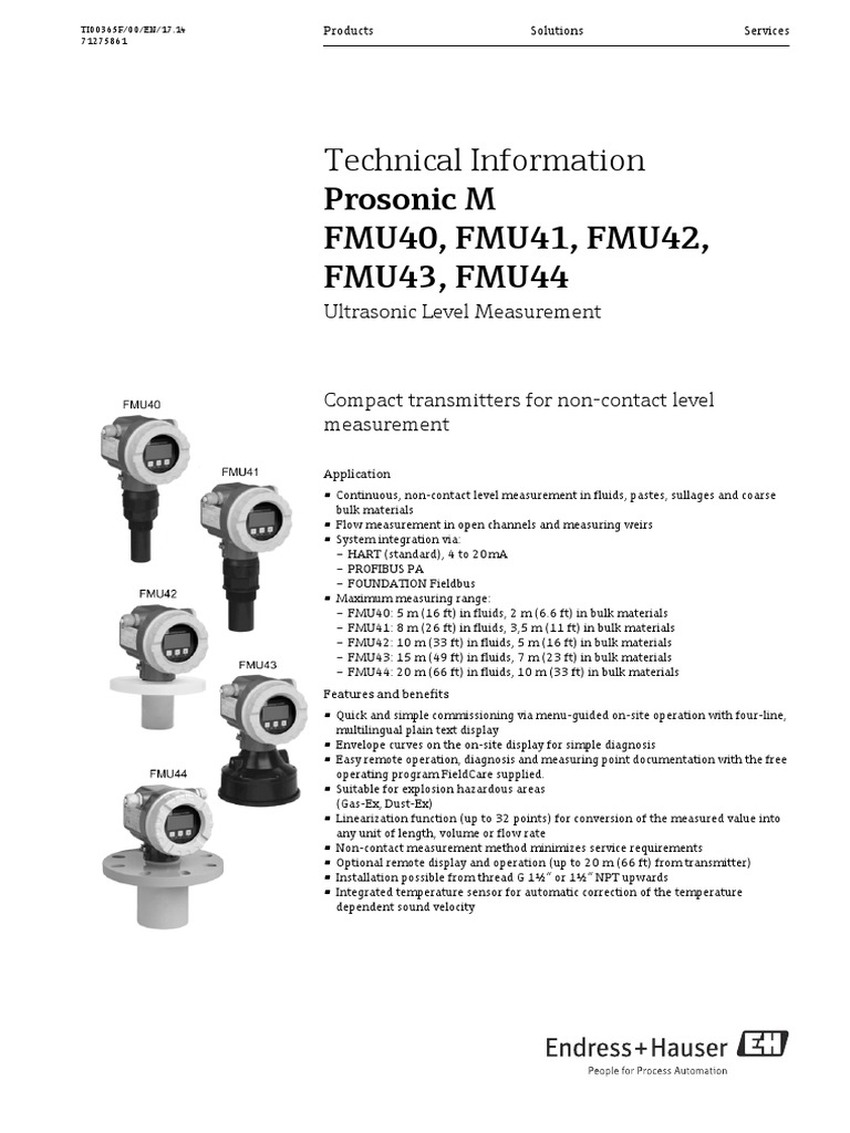 Technical Information Prosonic M FMU40, FMU41, FMU42, FMU43, FMU44 ...