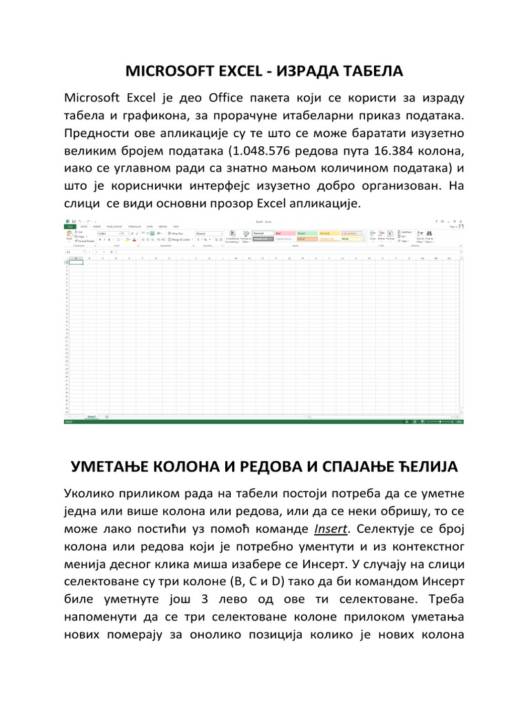 Formiranje Tabele U Excelu | PDF