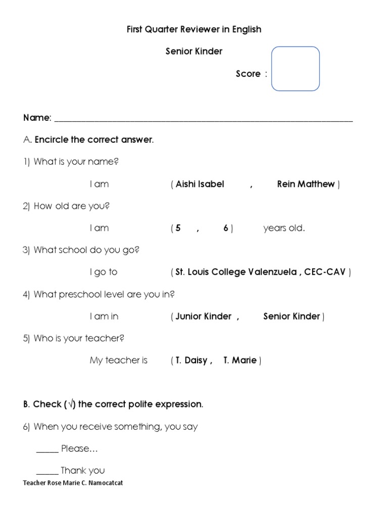 First Quarter Reviewer in English | PDF | Taste