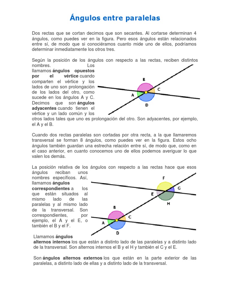 Ángulos entre Paralelas y Transversales | PDF