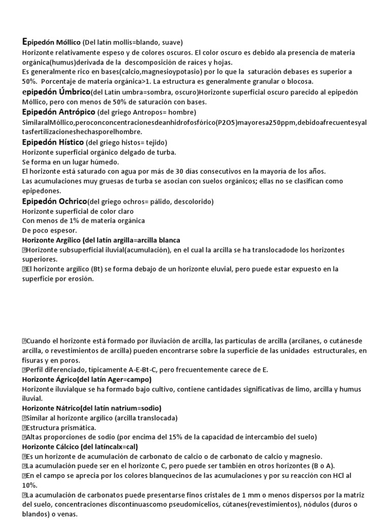 Tipos de Epipedones en Suelos | PDF | Suelo | Aluminio