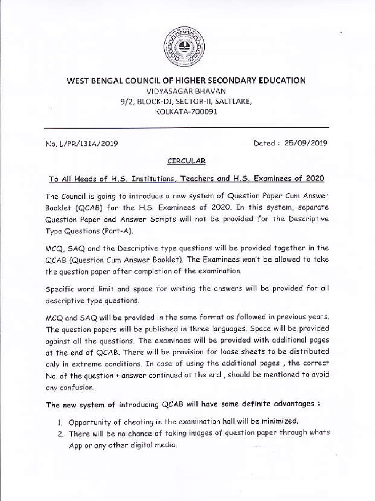 Proposed Revisions to the Question and Answer Booklet Format for the ...