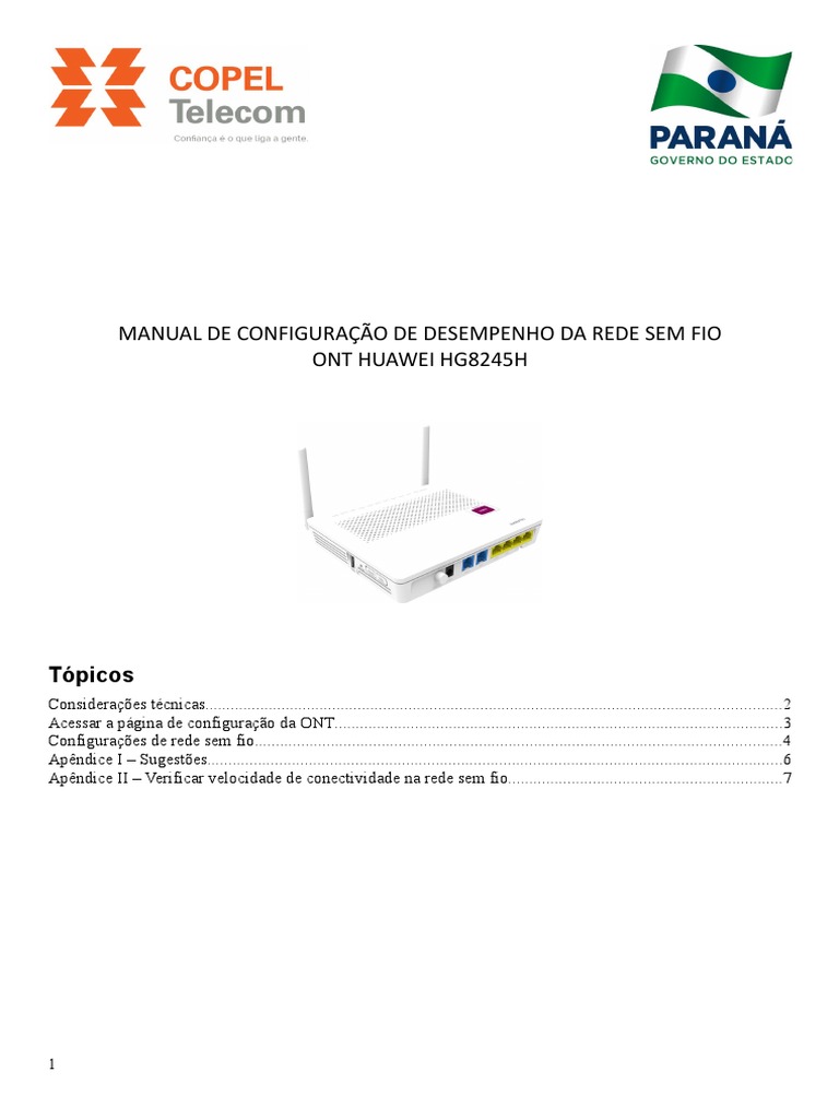 Manual ONT | PDF | Rede sem fio | Sem fio