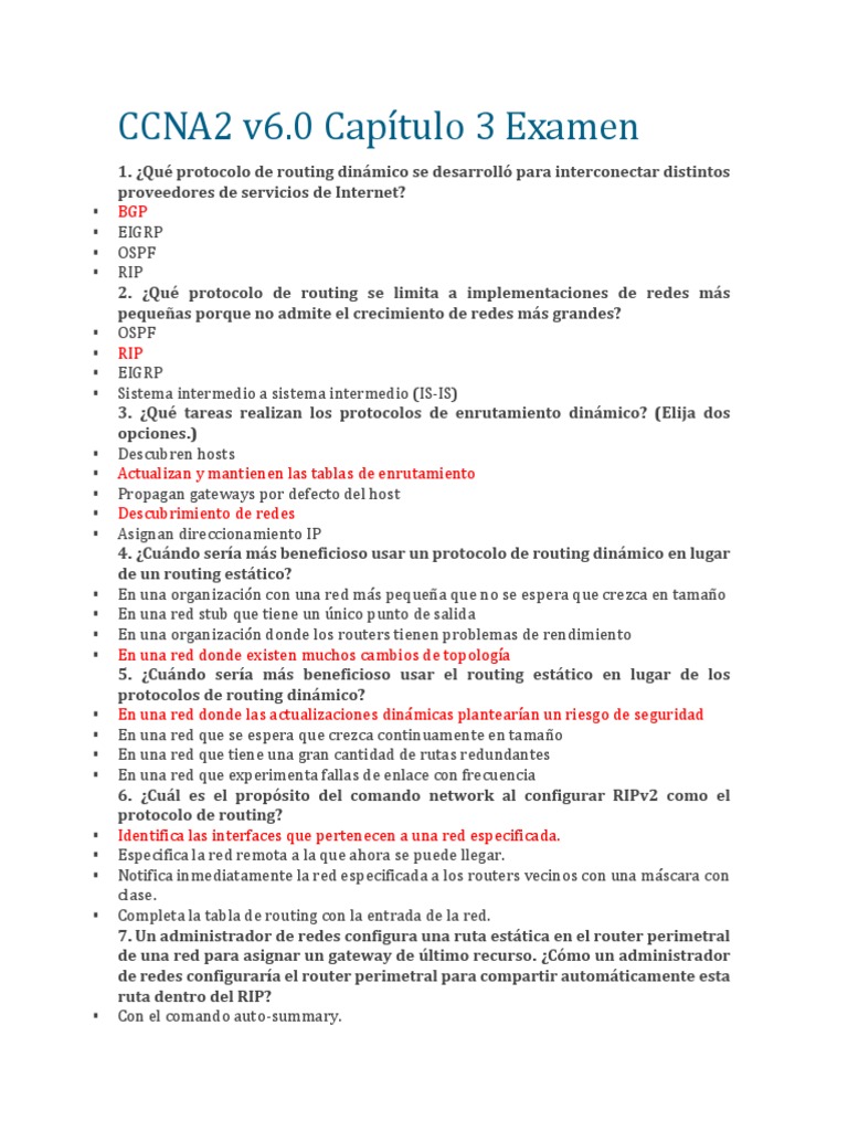 Ccna2 Examen | PDF | Enrutador (Computación) | Yo Pv6