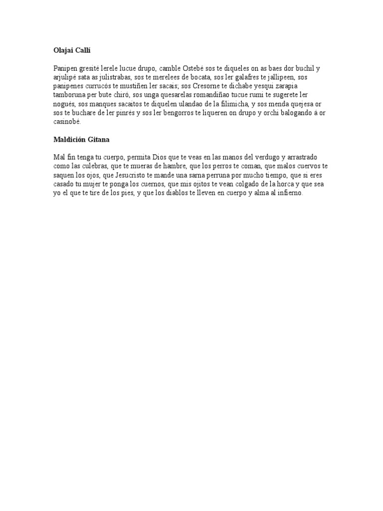 Maldiciones Gitanas: Olajai Callí | PDF