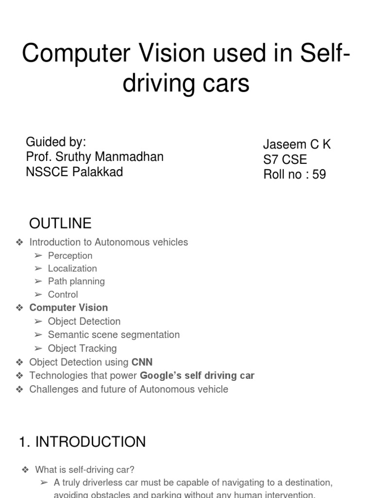 Computer Vision Used in Self-Driving Cars | PDF | Computer Vision ...
