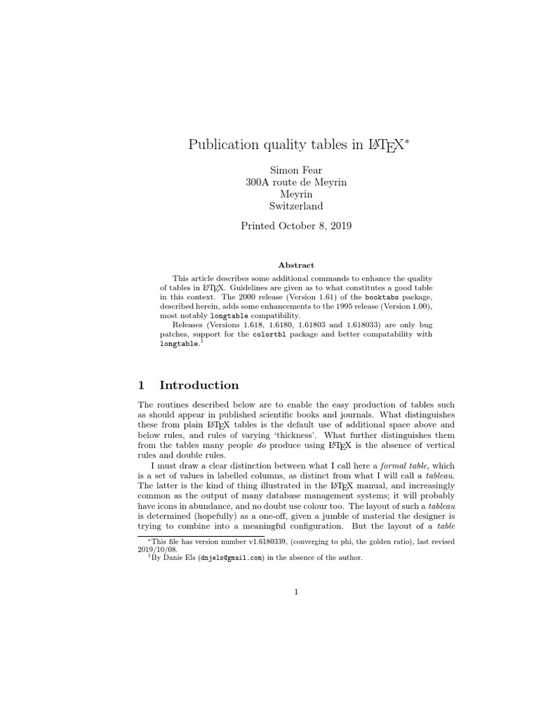 Publication Quality Tables in L TEX | PDF | Parsing | Computer Programming