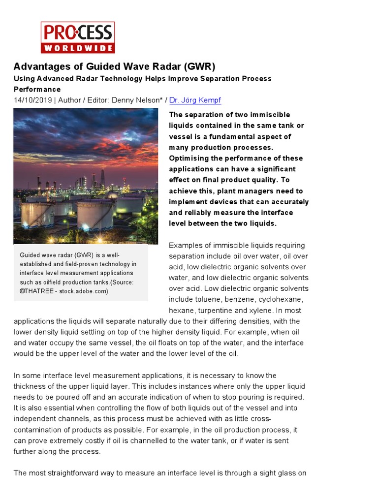 Advantages of Guided Wave Radar (GWR) : Dr. Jörg Kempf | PDF ...