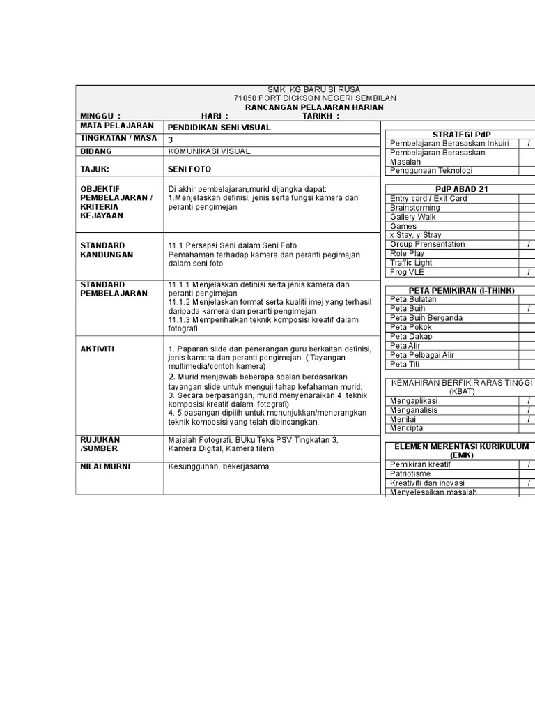 RPH Seni Foto | PDF