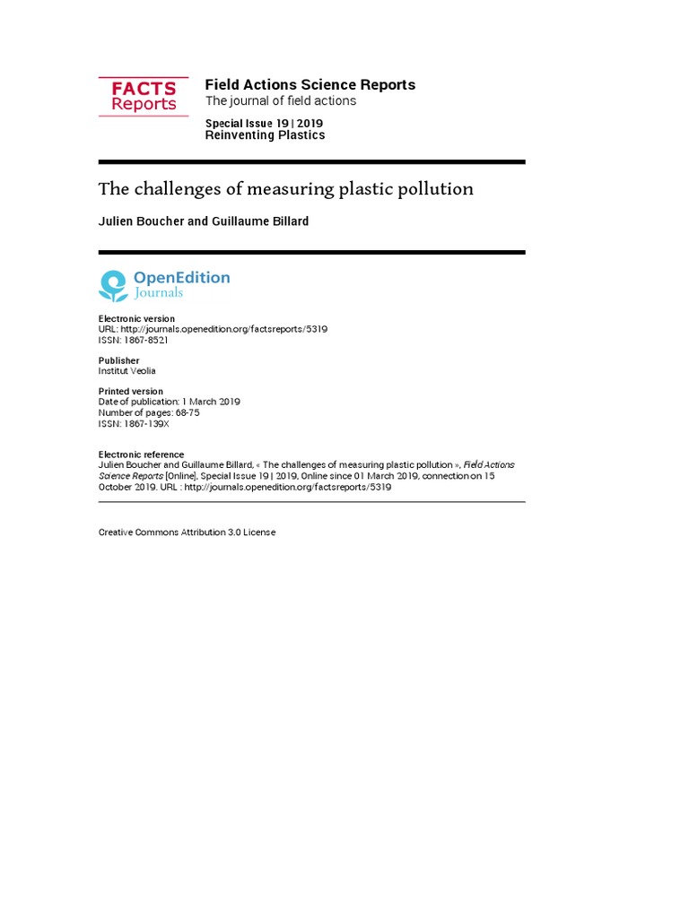 The Challenges of Measuring Plastic Pollution | PDF | Plastic ...