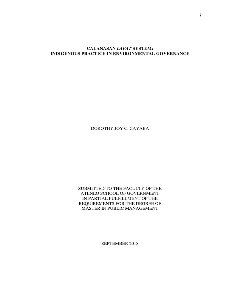 Calanasan Lapat System: Indigenous Practice in Environmental Governance ...