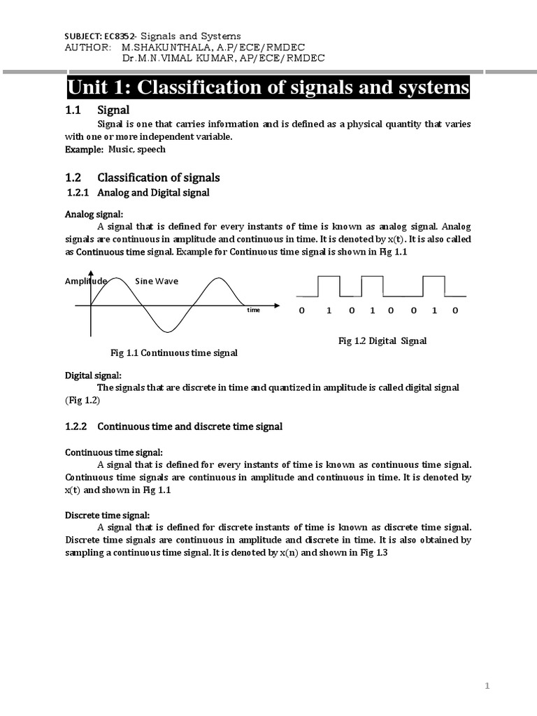 Signals and System | Download Free PDF | Discrete Time And Continuous Time | Digital Signal