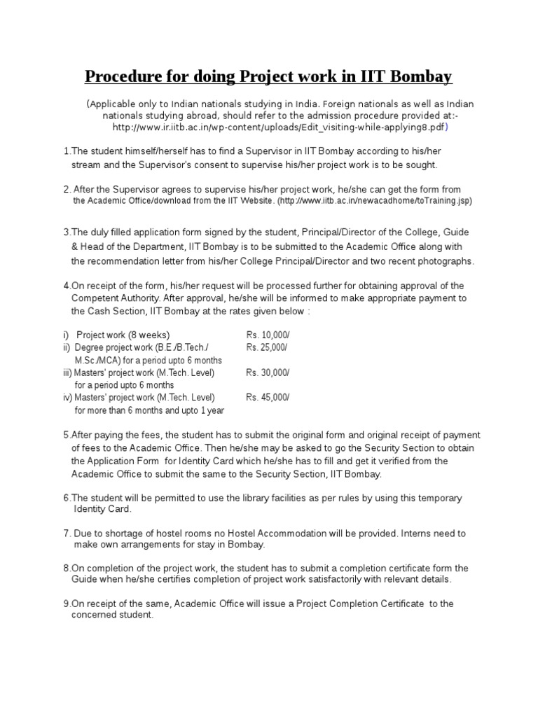 Procedure For Doing Project Work in IIT Bombay | PDF | Identity ...