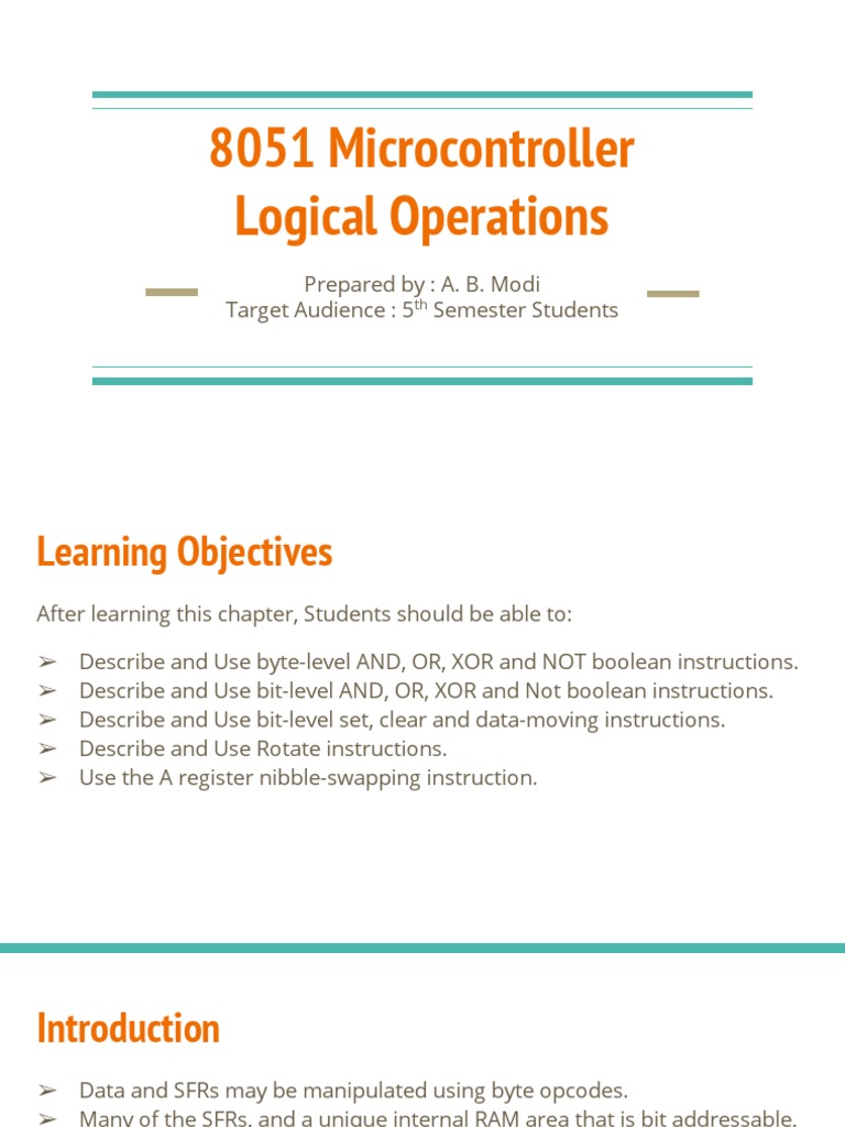 8051 Microcontroller Logical Operations | PDF | Electronics | Digital Technology