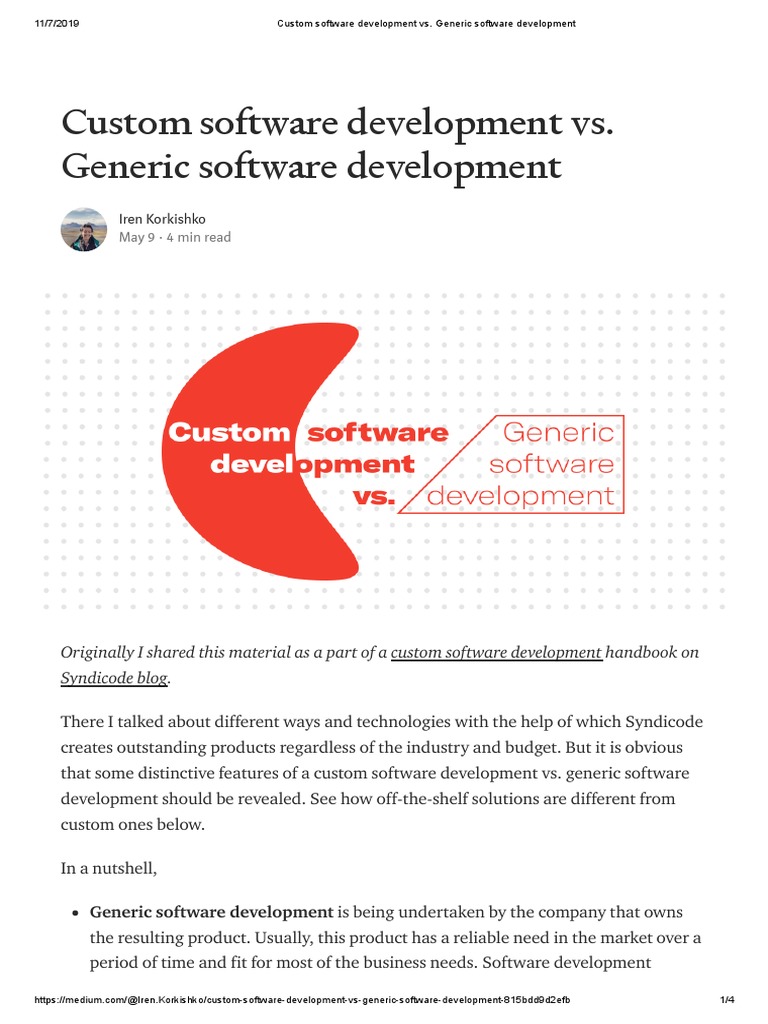 Custom Software Development vs. Generic Software Development | PDF ...