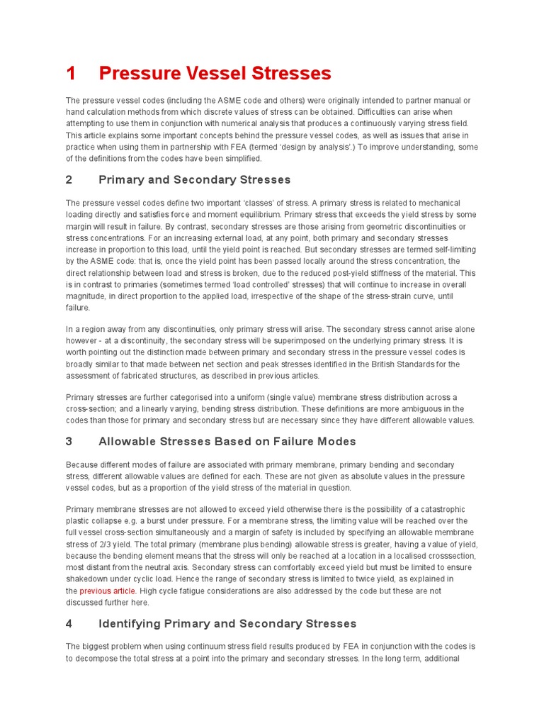 Primary and Secondary Stresses | PDF | Stress (Mechanics) | Bending