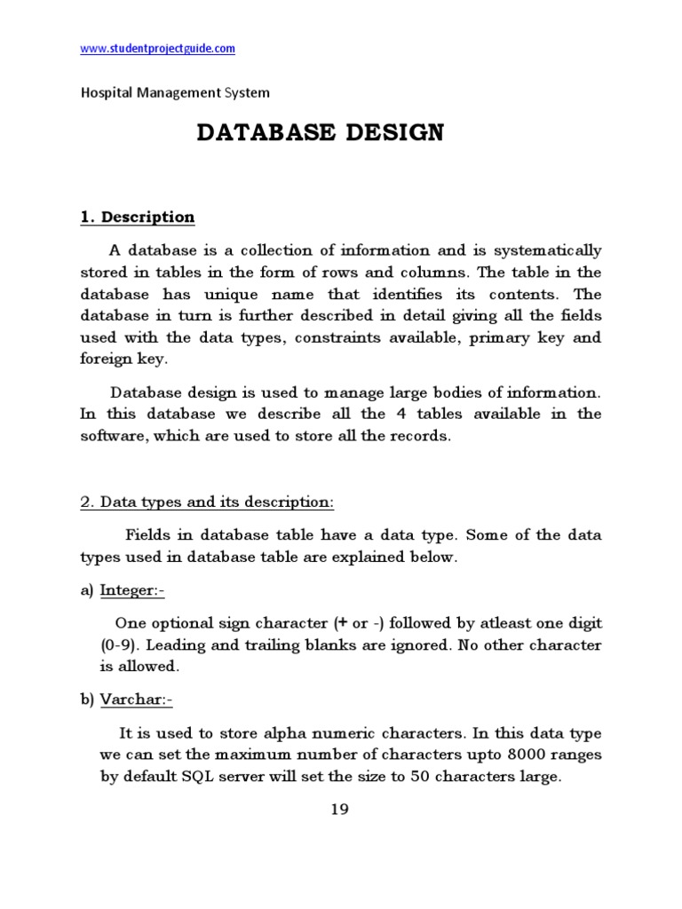 Hospital Management System Database Design | PDF | Information Science ...