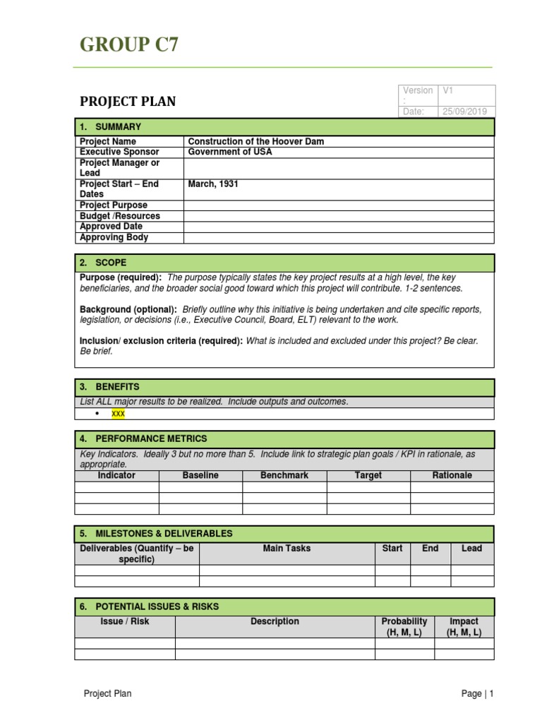 Project Charter Template | PDF