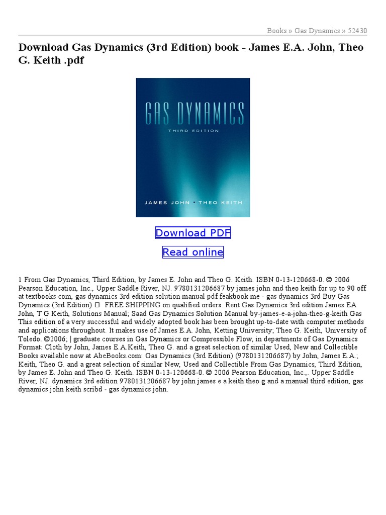 Gas Dynamics (3rd Edition) PDF | PDF