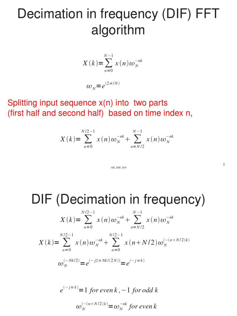 Decimation In Frequency Dif Fft Algorithm Download Free Pdf