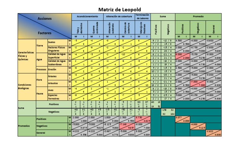 Ejemplo Matriz de Leopold | PDF | Entorno natural | Naturaleza