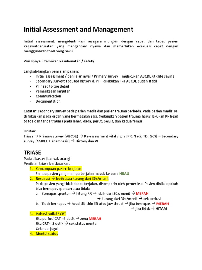 Initial Assessment and Management | PDF