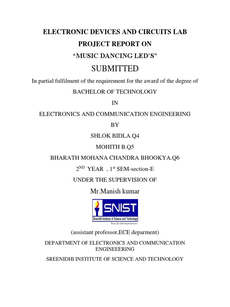 Submitted: Electronic Devices and Circuits Lab Project Report On "Music ...