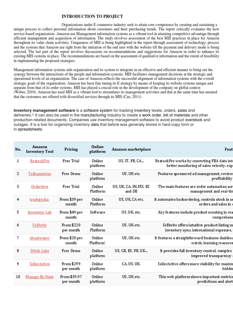 Introduction To Project: Inventory Management Software Is A | PDF ...