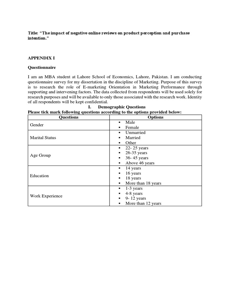 Title: "The Impact of Negative Online Reviews On Product Perception and ...