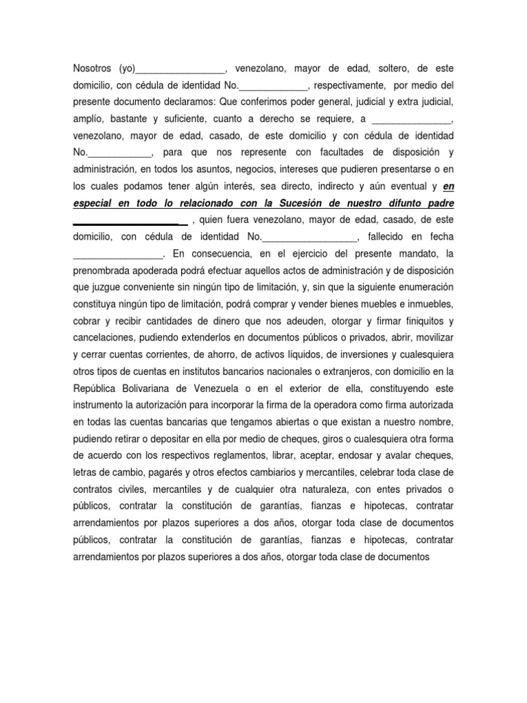 Modelo de Poder Especial | Descargar gratis PDF | Venezuela ...