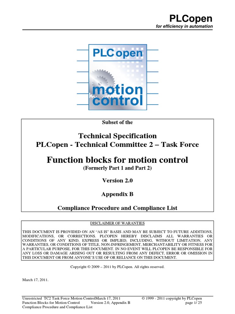 Plcopen: Function Blocks For Motion Control | PDF | Acceleration | Specification (Technical ...