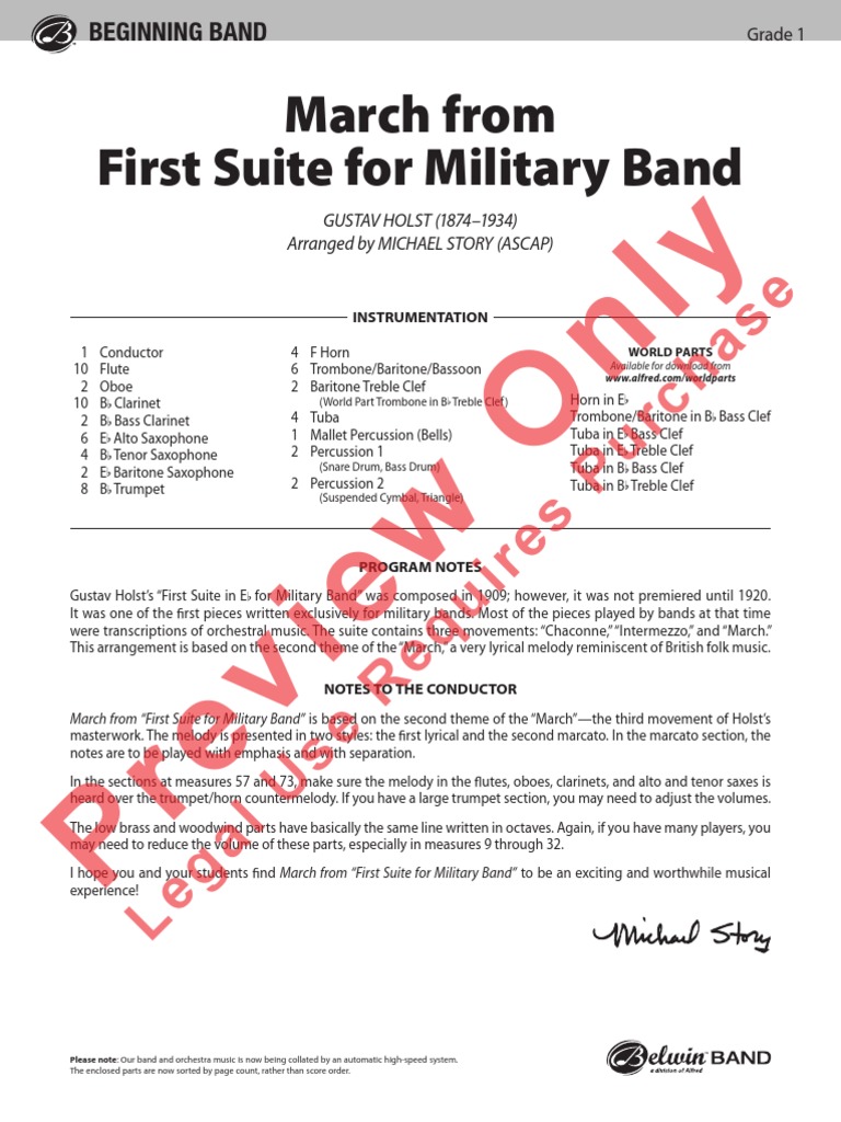 March From First Suite For Military Band: Preview Only | PDF ...