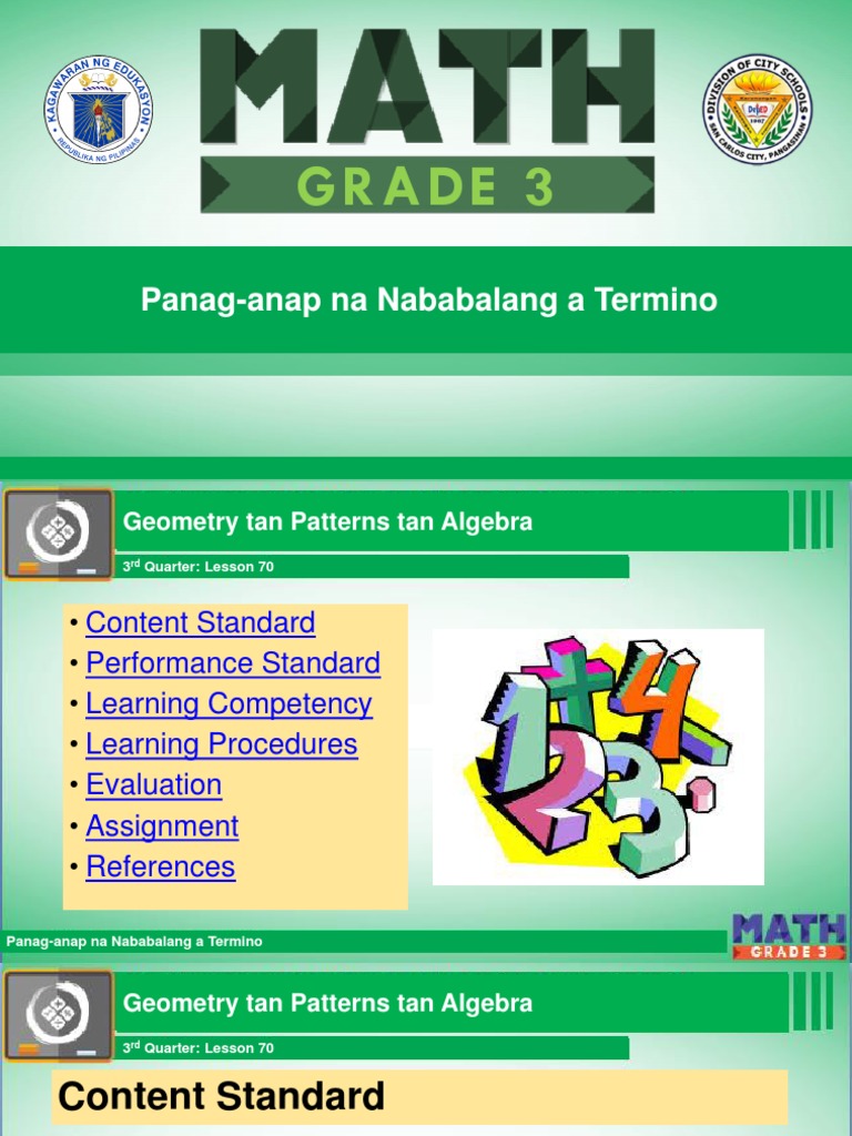 Lesson 70 Determining The Missing Term in A Pattern | PDF | Integer ...