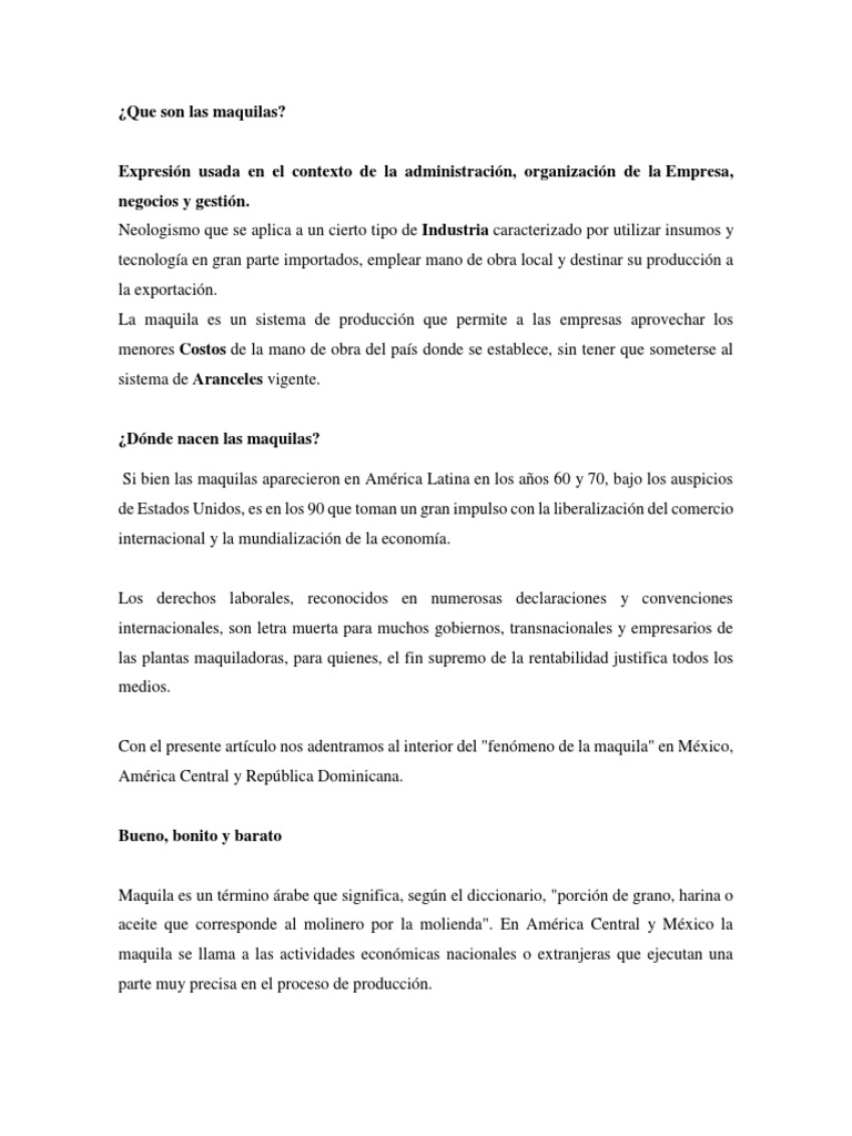 Que Son Las Maquilas | PDF | Corporación multinacional | El Salvador