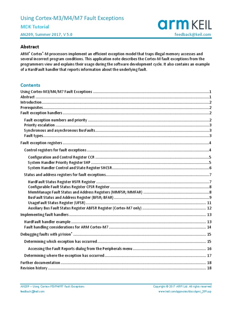 Using Cortex-M3/M4/M7 Fault Exceptions | PDF | Arm Architecture | Central Processing Unit