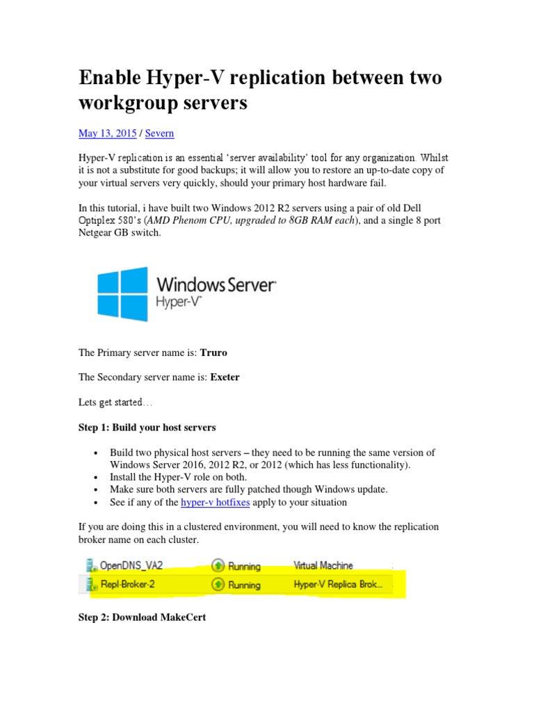 Enable Hyper Replication | PDF | Hyper V | Replication (Computing)