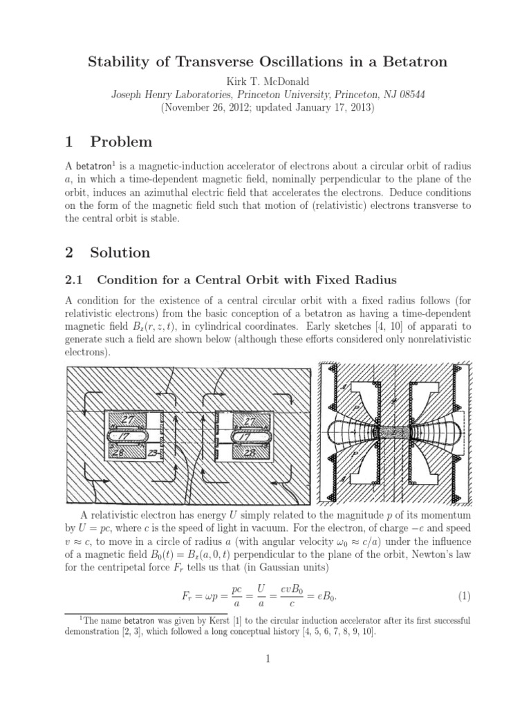 Betatron Transverse Stability Analysis | PDF | Particle Accelerator ...