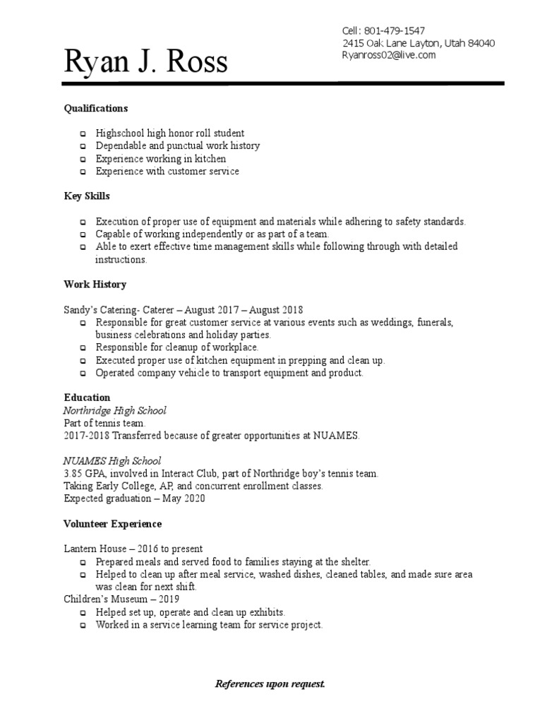 Ryan Ross Resume 2018 | PDF