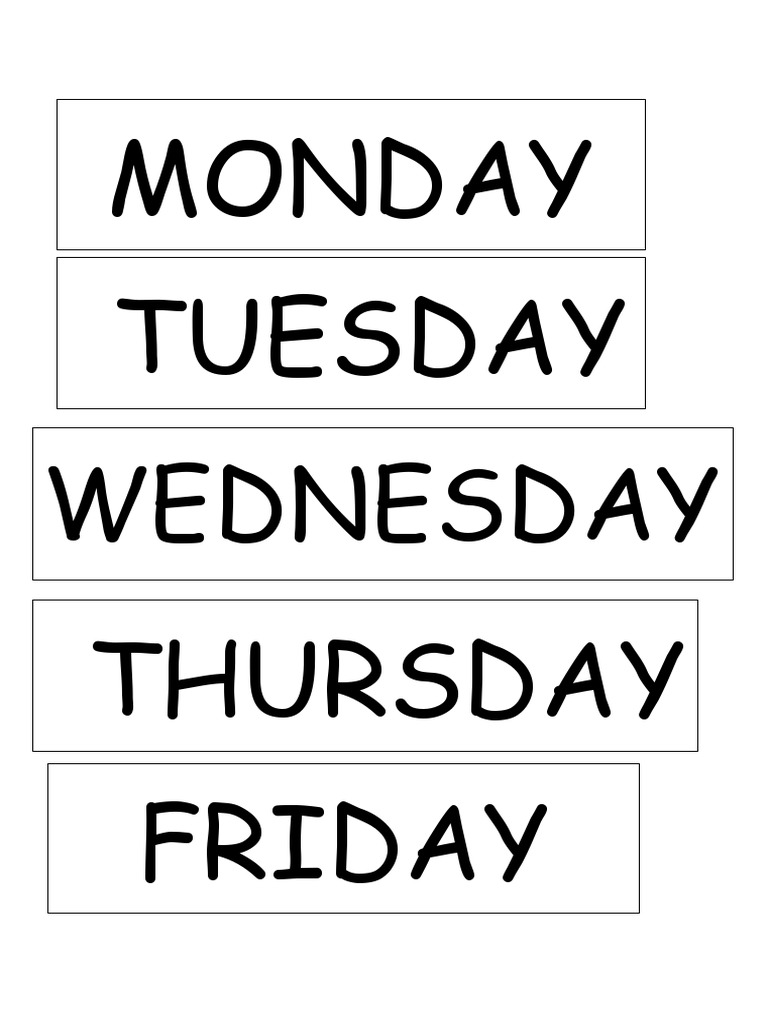 Monday Tuesday Thursday Friday | PDF