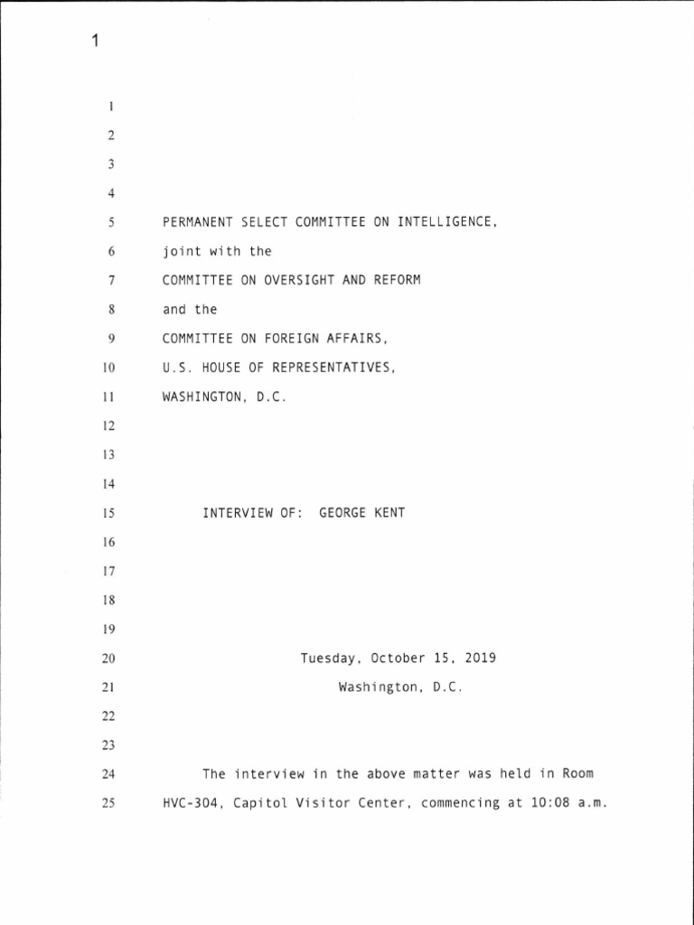 George Kent’s deposition transcript | Deposition (Law) | Social ...