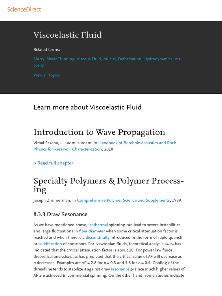 Viscoelastic Fluid: Introduction To Wave Propagation | PDF | Rheology | Viscosity