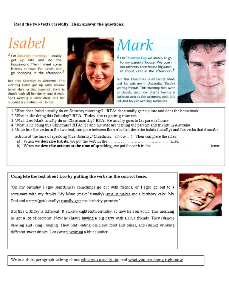 Reading Comprehension Grammar Simple Present Vs PR CLT Communicative ...