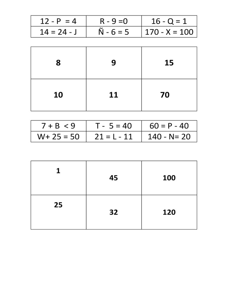 Bingo Ecuaciones | PDF