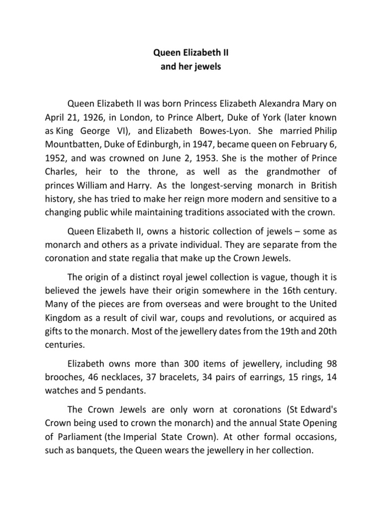 Elizabeth 2 - Proiect Engleza | PDF | Jewellery | Elizabeth Ii