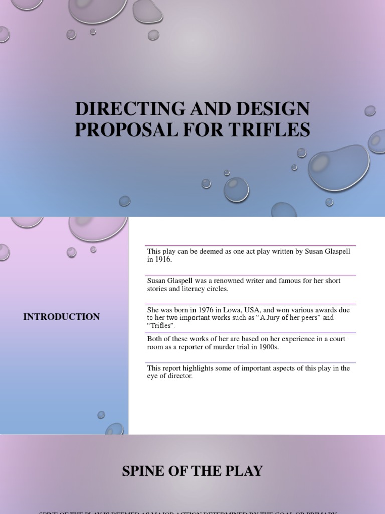 Directing and Design Proposal For Trifles | PDF | Actor | Theatre