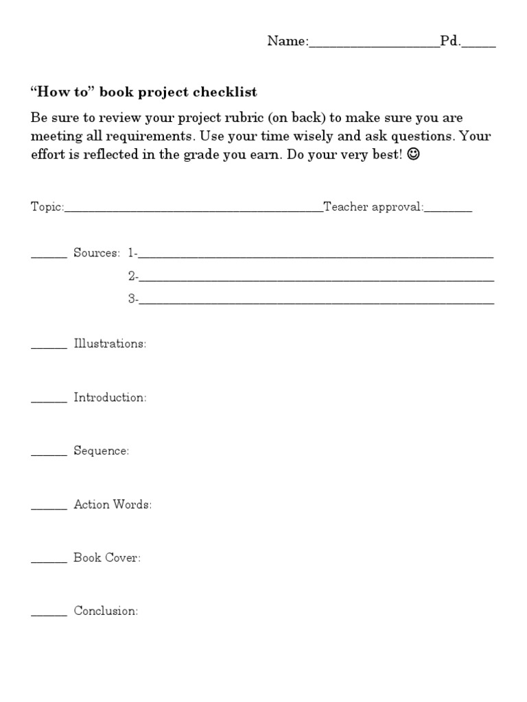 How To Book Project Checklist | PDF | Career & Growth