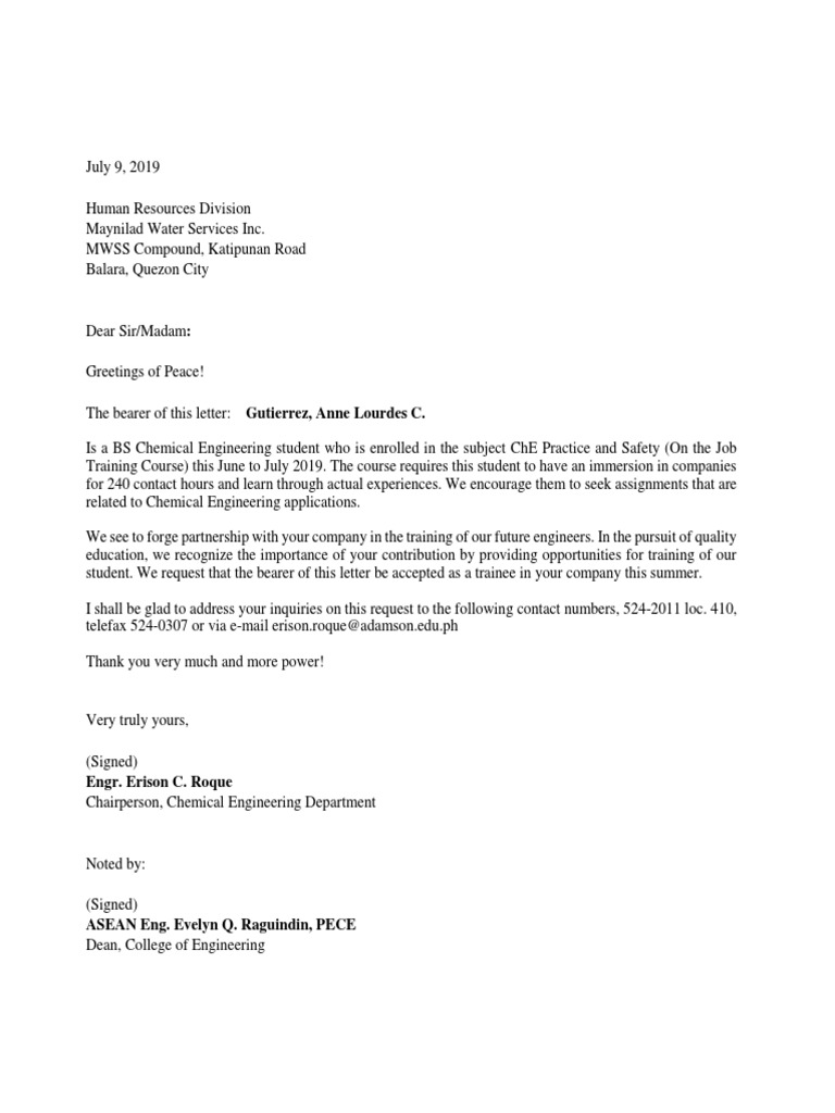 Endorsement Letter | PDF