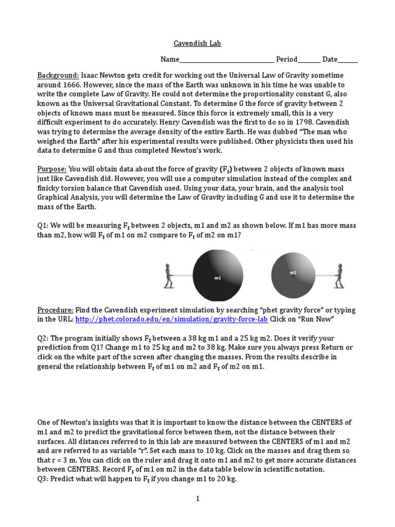 Cavendish Lab | PDF | Mass | Gravity