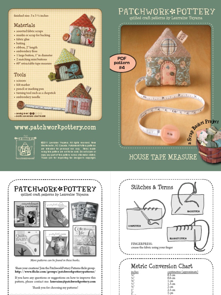 Materials: House Tape Measure | Download Free PDF | Quilting | Sewing